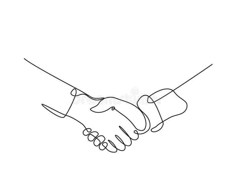 Continuous Line Drawing of Handshake Business Agreement. Handshake ...