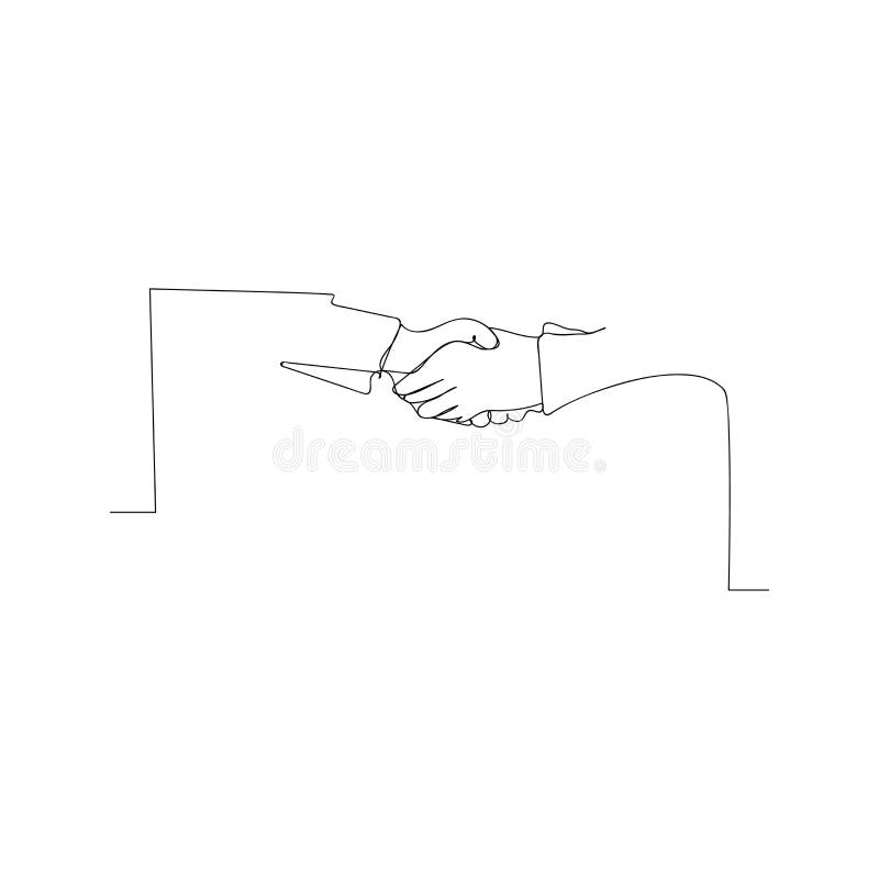 Continuous Line Drawing of Handshake. Isolated Sketch Drawing of ...