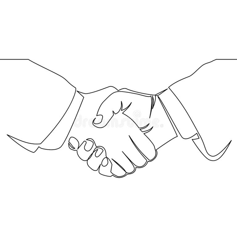 Continuous Line Drawing of Handshake Stock Vector - Illustration of ...