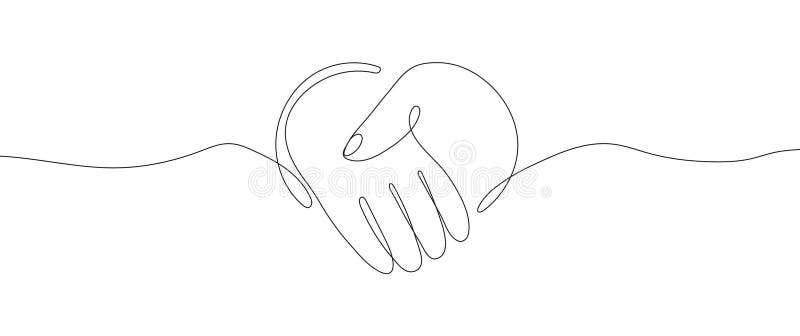 Continuous Line Drawing of a Handshake in the Shape of a Heart ...