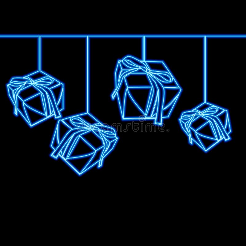 Continuous Line Drawing Hanging Gift Boxes Icon Neon Glow Concept Stock ...