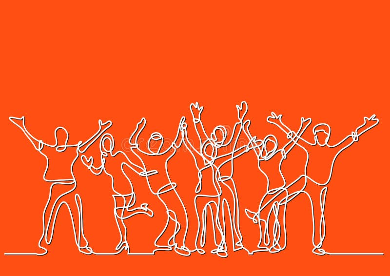 Cheerful Crowd Cheering Illustration. Hands Up. Group Of Applause ...