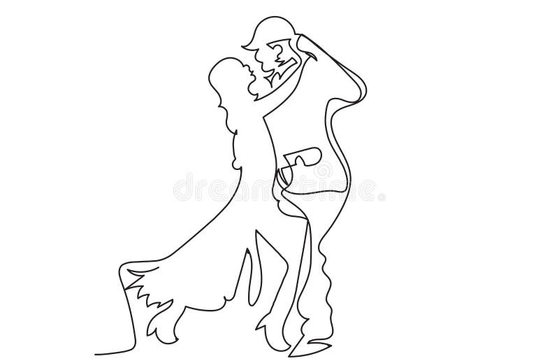Continuous Line Drawing Dancing Couple Stock Illustrations – 150 ...