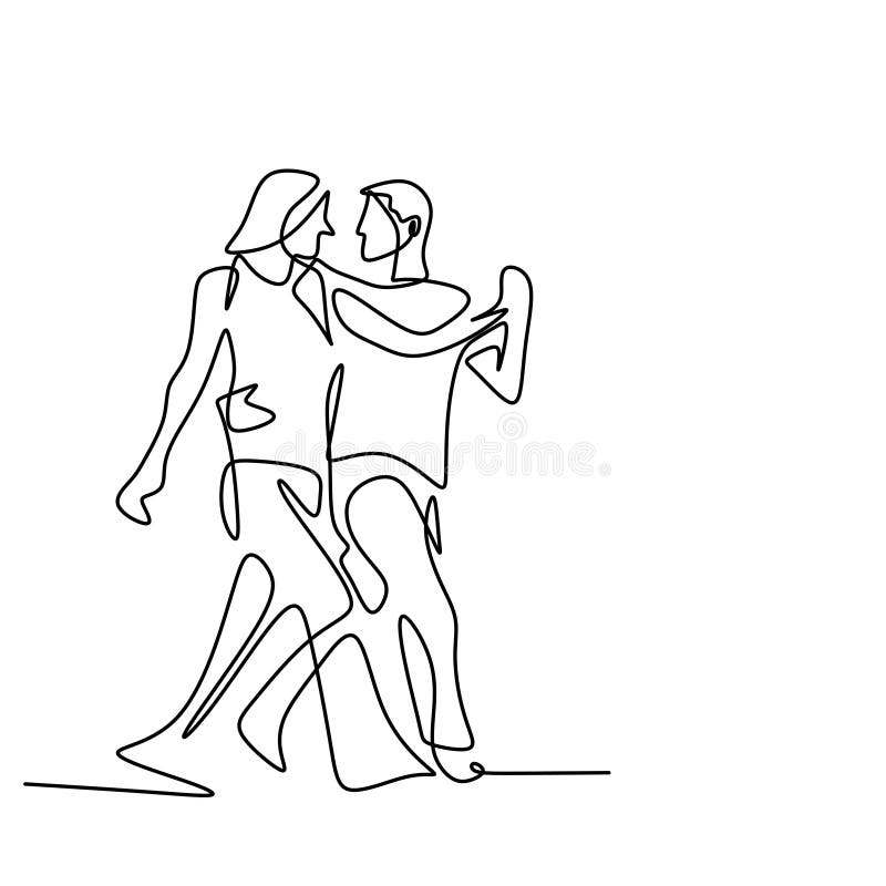 Continuous Line Drawing Dancing Couple Stock Illustrations 150