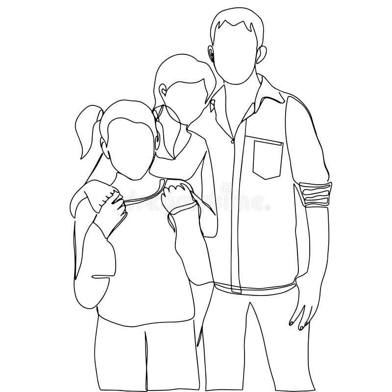 Continuous Line Drawing of a Happy Family. Vector Illustration Stock ...