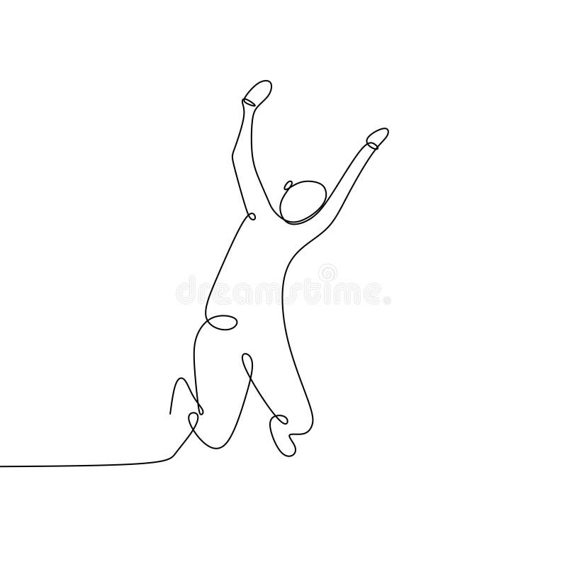 Continuous Line Drawing of Happy Man Vector Illustration Stock Vector ...