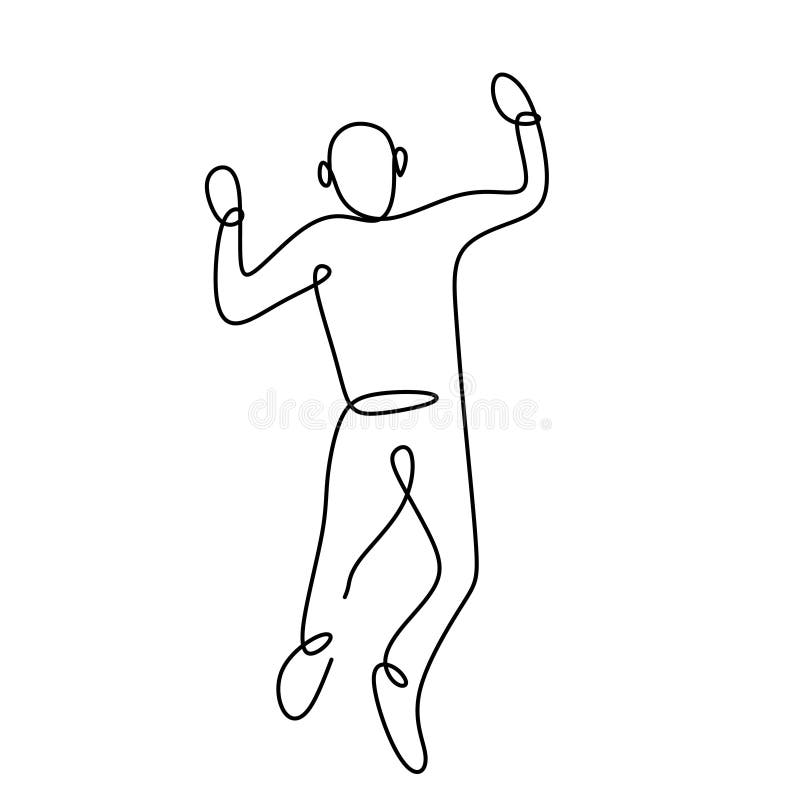 Continuous Line Drawing Of Happy Man Vector Illustration Stock Vector