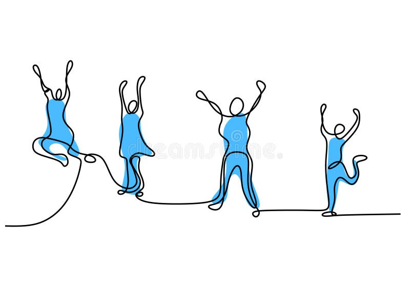 Continuous Line Drawing of Happy People Jump Happy Moment Young Male ... Continuous Line Drawing of Happy People Jump Happy Moment Young Male ...