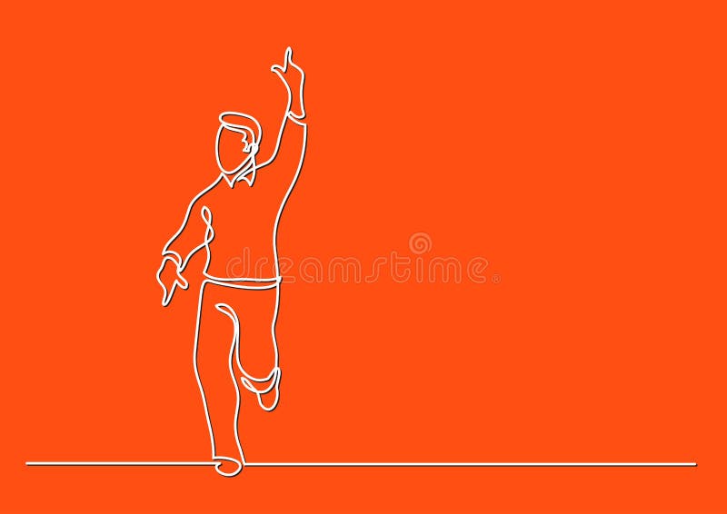 Continuous Line Drawing of Happy Running Man Stock Vector ...