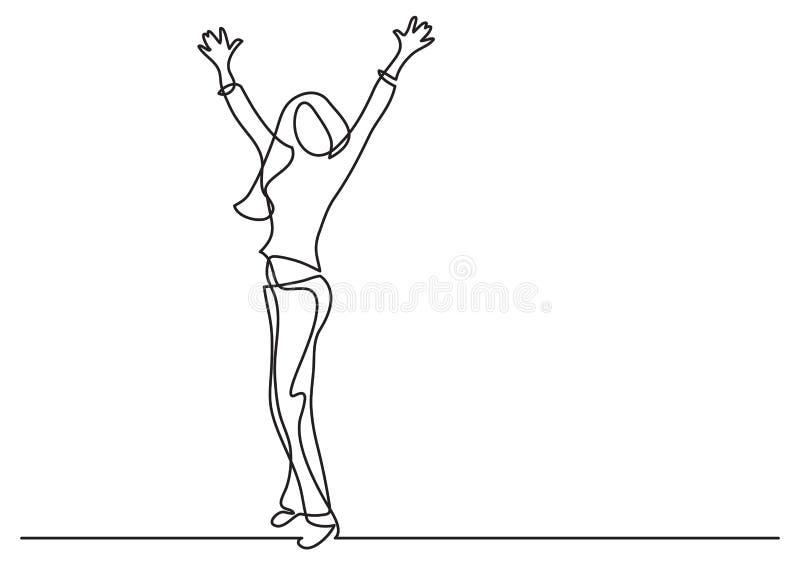 Continuous Line Drawing of Happy Standing Woman Stock Vector ... Continuous Line Drawing of Happy Standing Woman Stock Vector ...