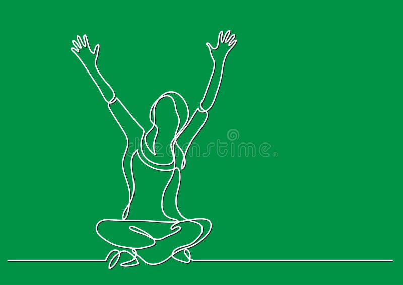 Continuous Line Drawing of Happy Woman Sitting in Lotus Pose Waving ... Continuous Line Drawing of Happy Woman Sitting in Lotus Pose Waving ...