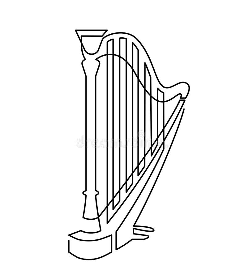 Continuous Line Drawing of Harp Linear Icon. Thin Line Vector ...