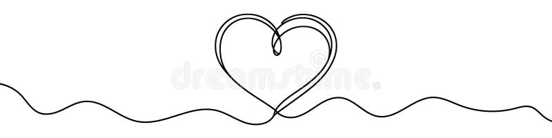 Continuous Line Drawing Creating a Heart Shape on White Background ...