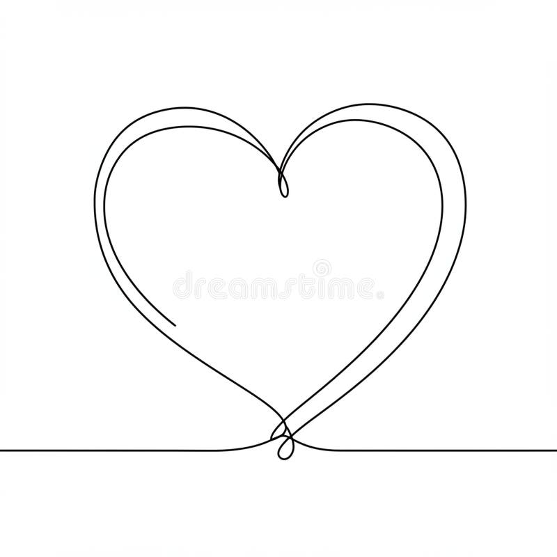 Continuous Line Drawing of a Heart Shape. the Single Unbroken Black ...