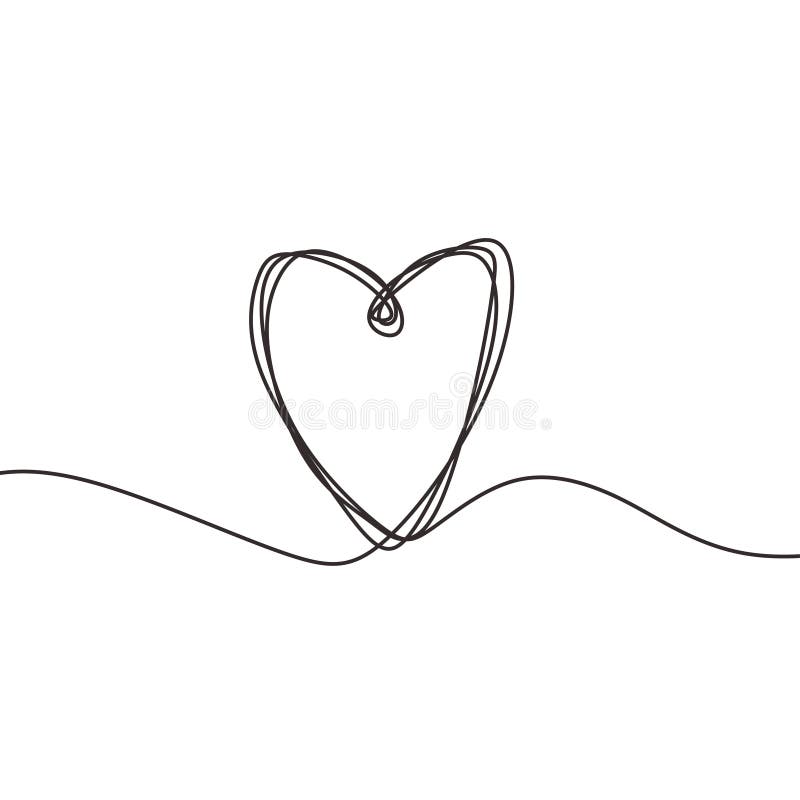 Continuous Line Drawing Heart Symbol Black And White Vector Minimalist