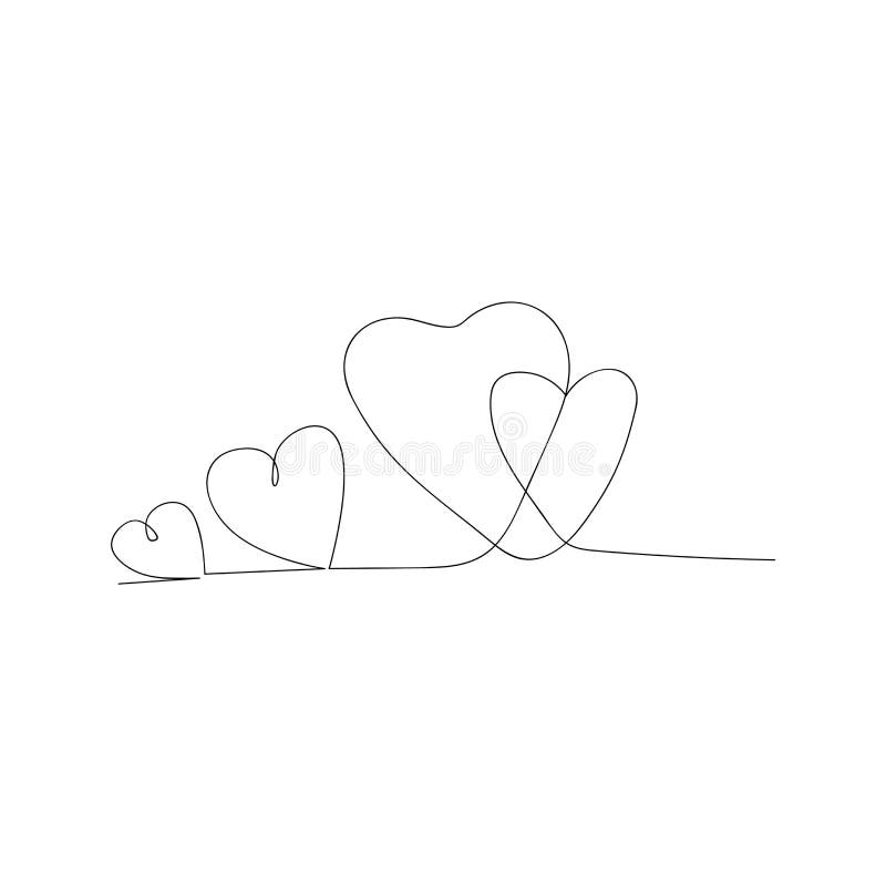 Continuous Line Drawing Of Hearts Isolated Sketch Drawing Of Hearts