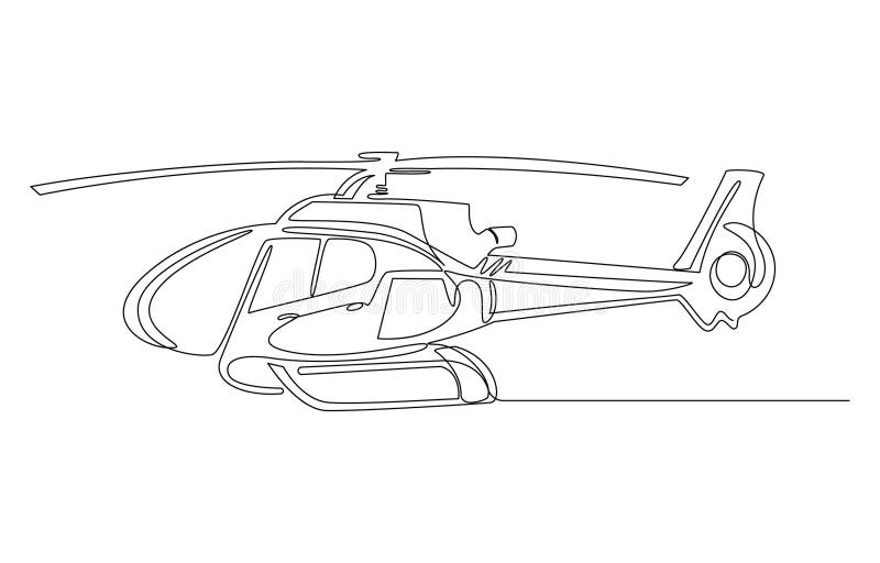 Continuous Line Drawing of a Helicopter Stock Illustration ...