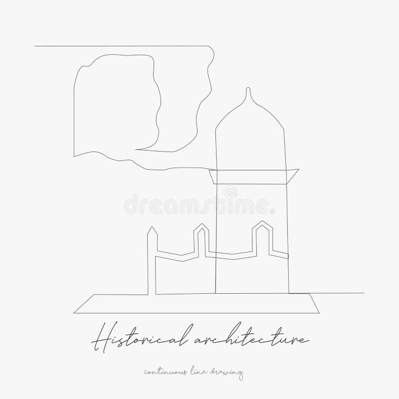 Continuous Line Drawing. Historical Architecture. Simple Vector ...