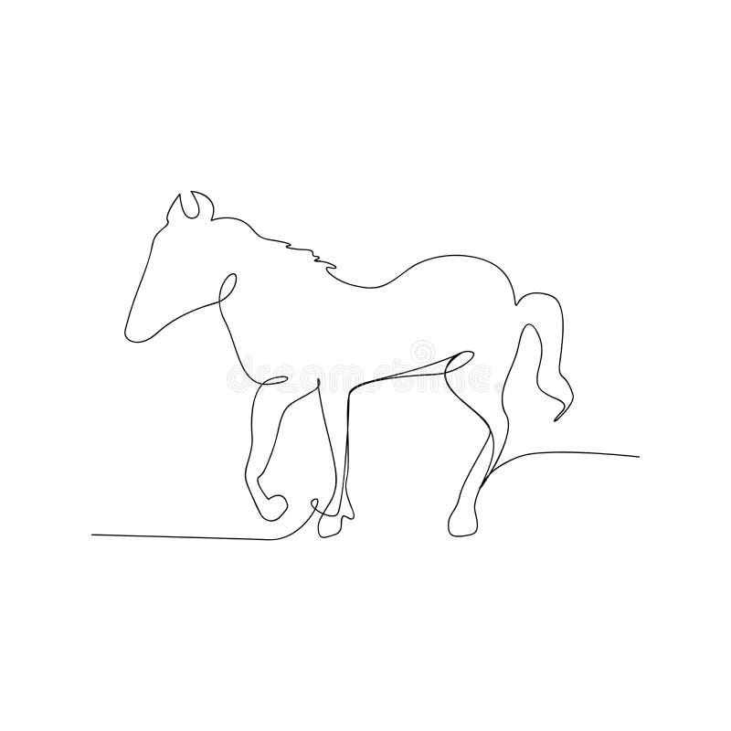 Continuous Line Drawing of Horse. Isolated Sketch Drawing of Horse Line ...