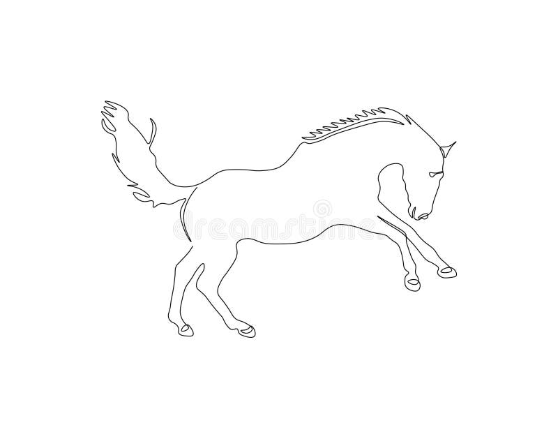 Continuous Line Drawing of Horse. One Line of Dashing Horse. Horse ...