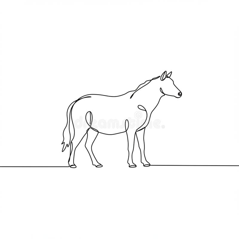 Continuous Line Drawing of a Horse Standing on a Flat Surface. the ...
