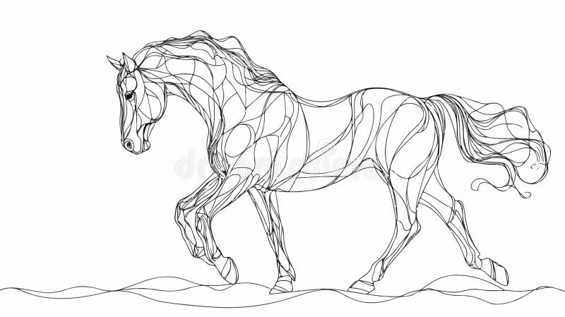 Continuous Line Drawing of a Horse in Single-line Art Style. Stock ...