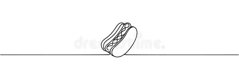 Continuous Line Drawing of a Hot Dog.One Line Drawing of a Hot Dog ...