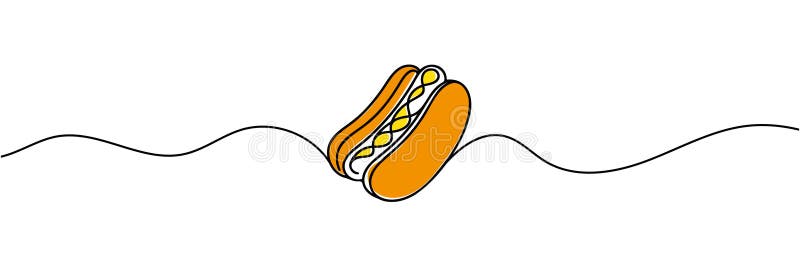 Continuous Line Drawing of a Hot Dog.One Line Drawing of a Hot Dog ...