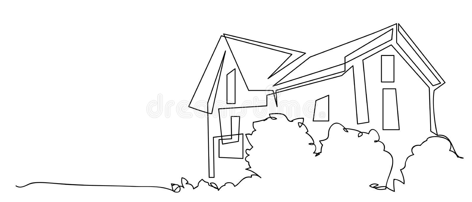 Continuous Line Drawing of House, Residential Building Concept, Logo ... Continuous Line Drawing of House, Residential Building Concept, Logo ...
