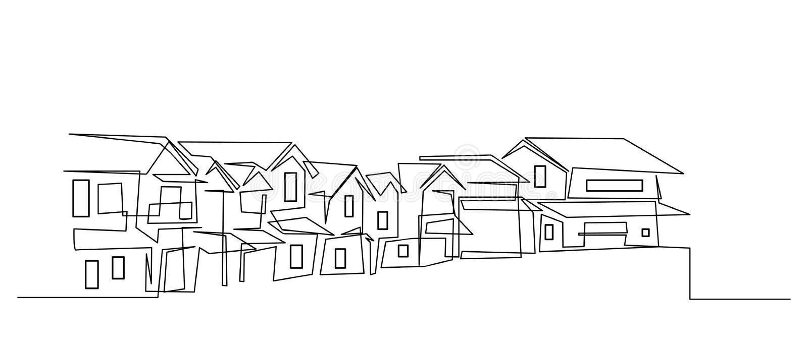 Continuous Line Drawing of House, Residential Building Concept, Logo ... Continuous Line Drawing of House, Residential Building Concept, Logo ...