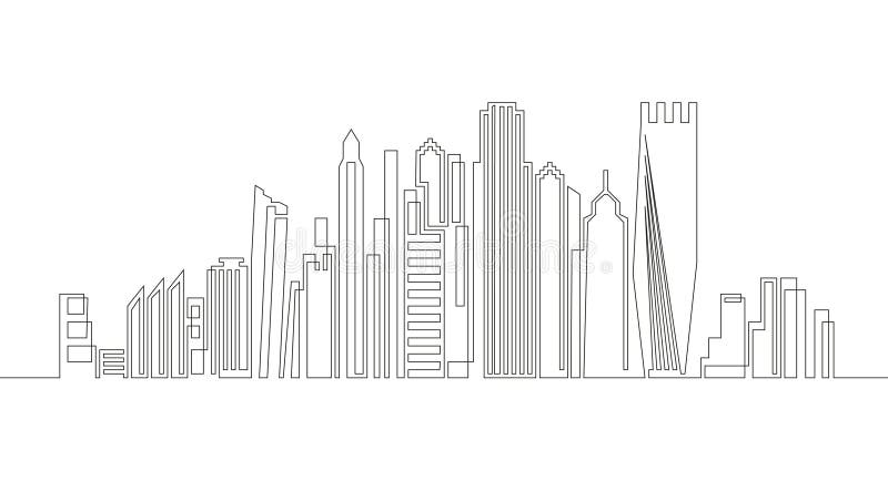 Continuous Line Drawing of House and Residential Building Concept with ...