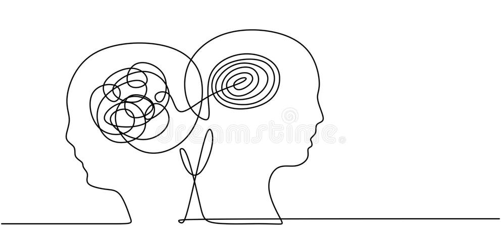 Continuous Line Drawing of Human Head and Brain for Psychology Concept ...