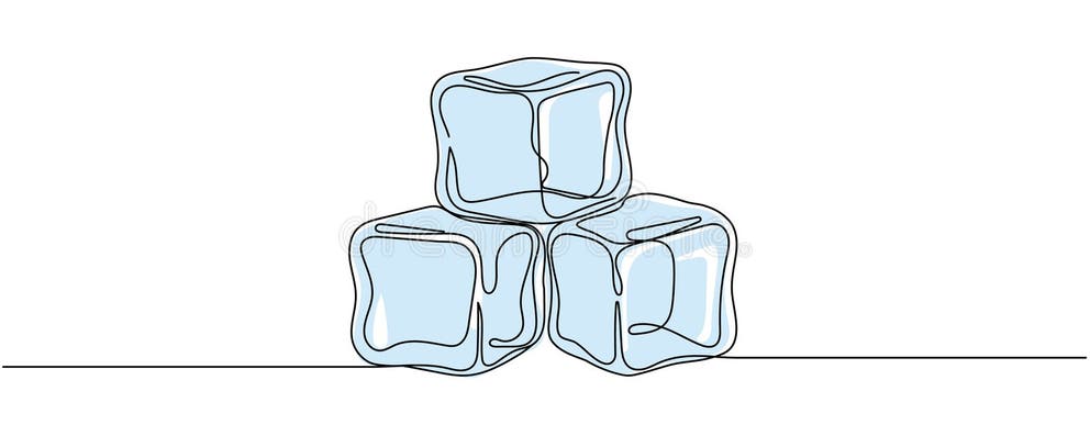 Continuous Line Drawing of Ice Cubes Editable Stroke Stock Vector ...