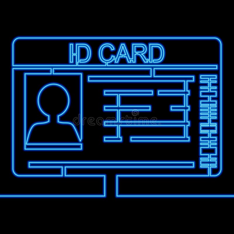 Continuous Line Drawing Id Card Neon Glow Concept Stock Vector ...