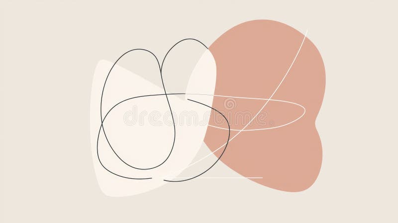 Continuous Line Drawing Intersecting Pastel-colored Organic Shapes ...