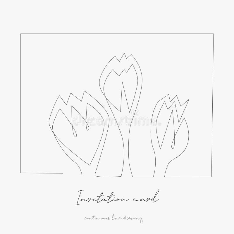 Continuous Line Drawing. Invitation Card. Simple Vector Illustration ...