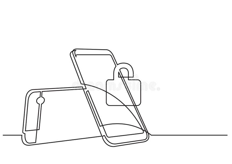 Continuous Line Drawing of Isolated Vector Object - Smart Phones with ...