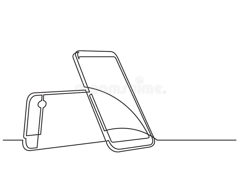 Continuous Line Drawing of Isolated Vector Object - Two Mobile Phones ...