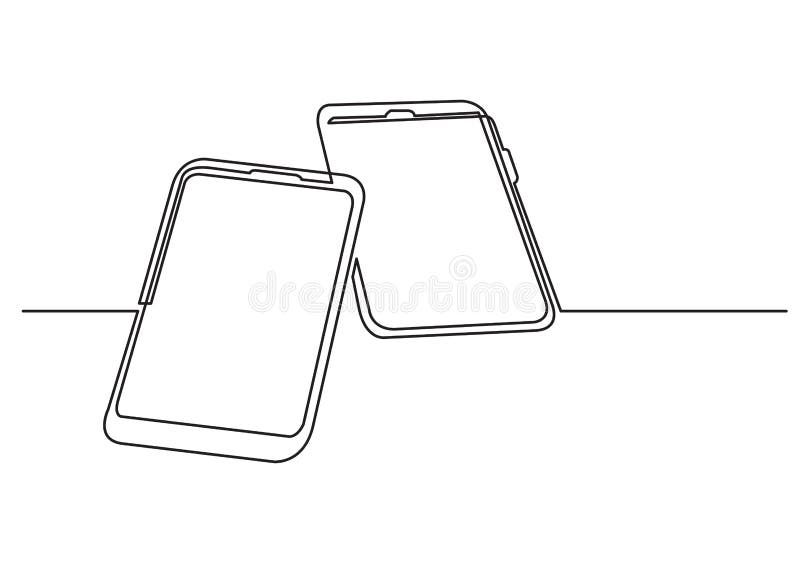 Continuous Line Drawing of Isolated Vector Object - Two Mobile Phones ...
