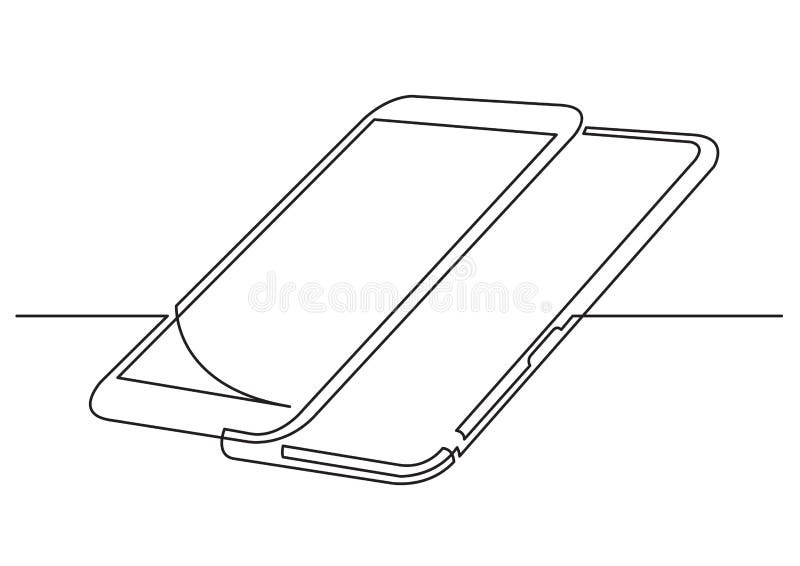 Continuous Line Drawing of Isolated Vector Object - Two Modern Mobile ...