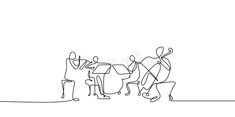 Continuous Line Drawing of Jazz Classical Music Concert Performance on ...