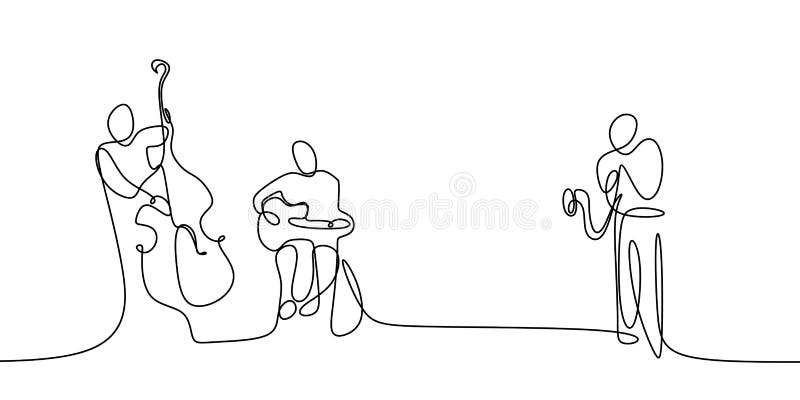 Continuous Line Drawing of Jazz Music Groups Stock Illustration ...