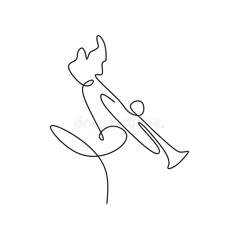 Continuous Line Drawing of Jazz Musicians Playing Trumpet Music ...