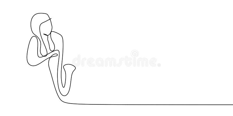 Continuous Line Drawing of Jazz Musicians Playing Trumpet Music ...