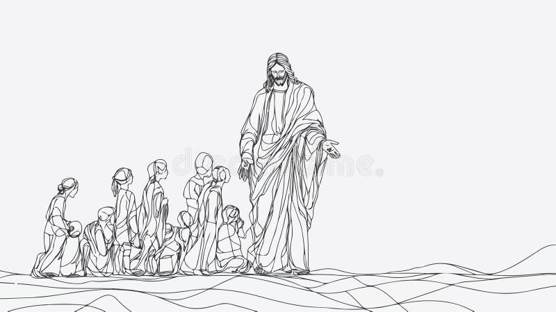 Continuous Line Drawing of Jesus Christ in Abstract Form. Stock ...
