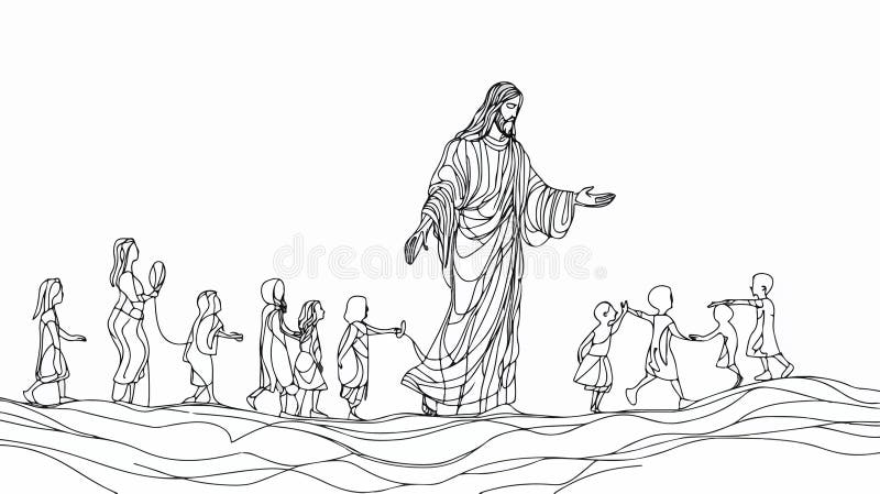 Continuous Line Drawing of Jesus Christ in Abstract Form. Stock Vector ...