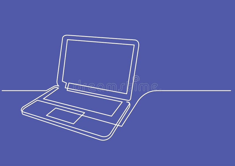 Continuous Line Drawing of Laptop Computer Stock Vector - Illustration ...