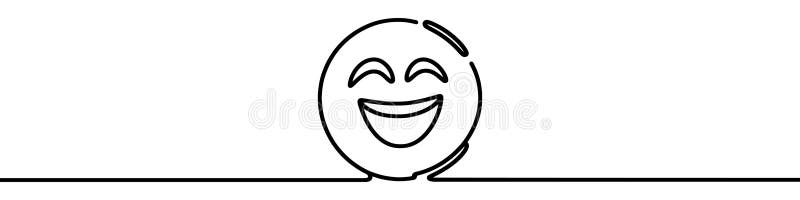 Continuous Line Drawing of a Laughing Face Emoji Stock Illustration ...
