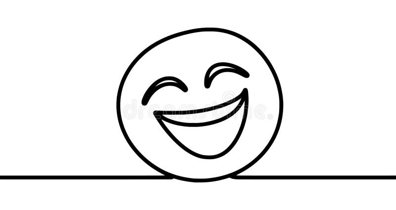 Continuous Line Drawing of a Laughing Face Emoji Stock Vector ...