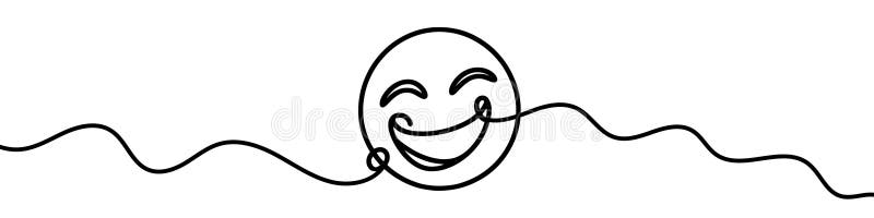 Continuous Line Drawing of a Laughing Face Emoji Stock Vector ...